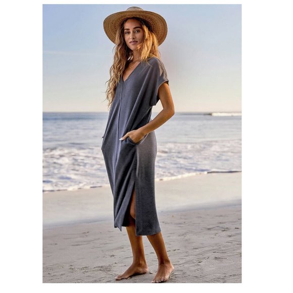 Barefoot Dreams | Swim | Barefoot Dreams Solid Cozy Terry Midi Caftan ...